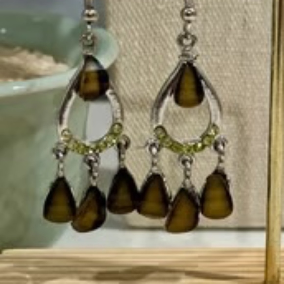 Source Unknown | Jewelry | Vintage Cascading Drop Dangle Tigers Eye And ...